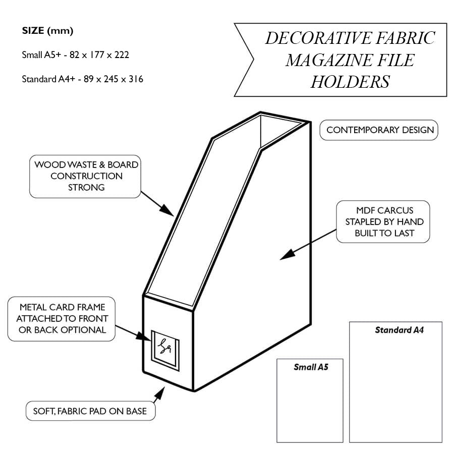 Decorative Fabric Magazine Files | Luxury A4 & A5 Magazine File Holder ...